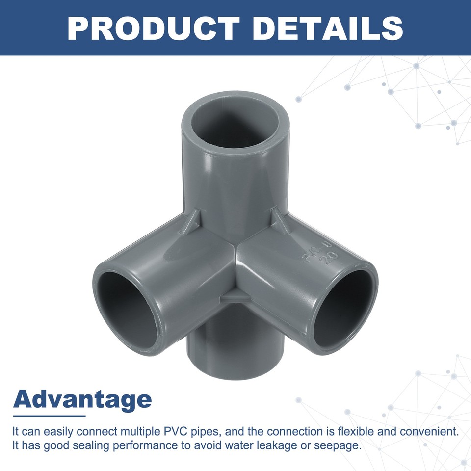 4 Pcs PVC Fitting, 4 Way PVC Fitting 20mm PVC Connectors Elbow Coupling ...