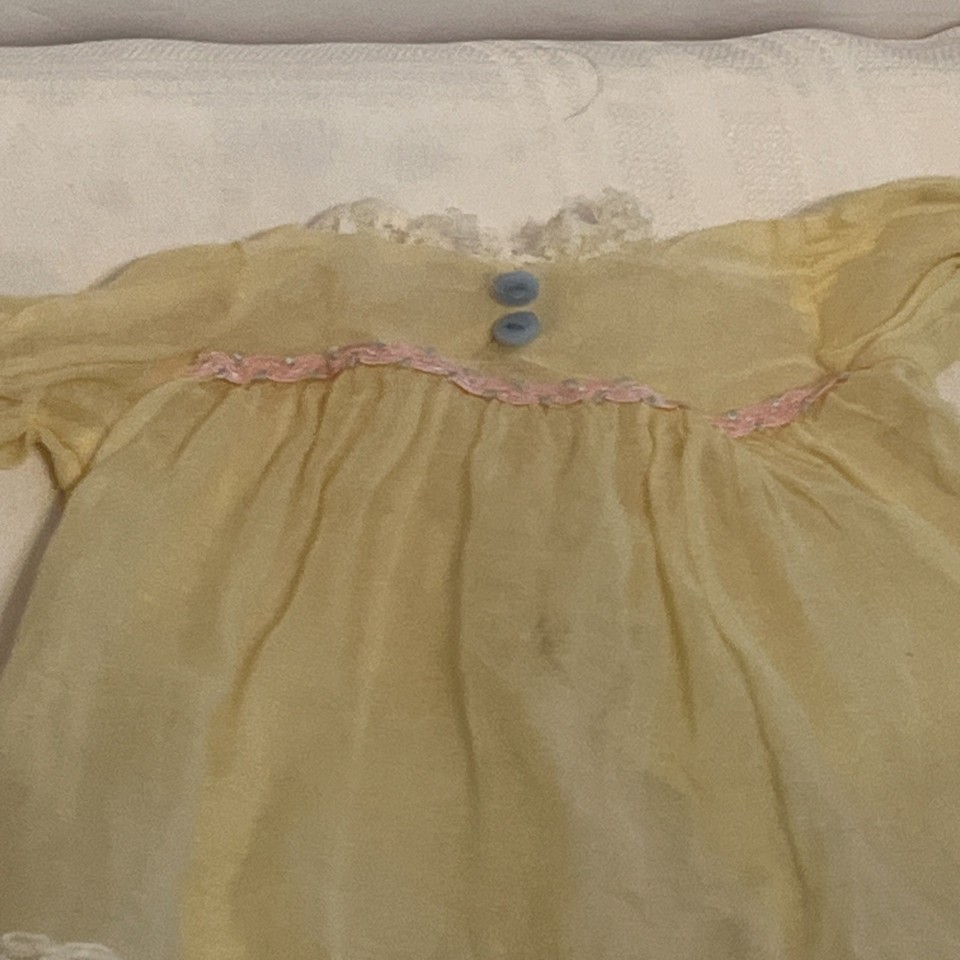 2 Vintage 1960’s Tiny Thumbelina Shear Pink/Yellow Doll Dresses PJ’s No ...