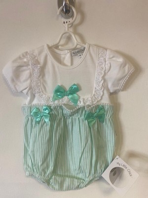 Baby Clothes Girls All In One Jam Pants Rompa Green & White | eBay UK
