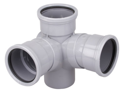 Osma Soil Pipe Double Corner Branch 110mm 4S291 4" 4S291G GREY 87.5deg ...