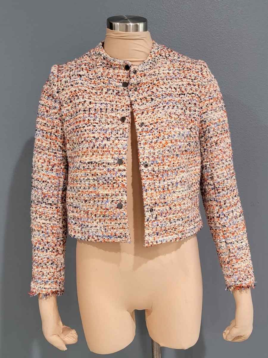 H & M blue orange multicolor woven tweed cropped jacket 4 | eBay H & M blue orange multicolor woven tweed cropped jacket 4 | eBay