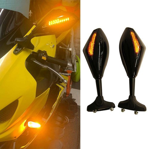Amber LED Turn Signals Rear View Mirrors For Kawasaki Ninja 650R 500R ...