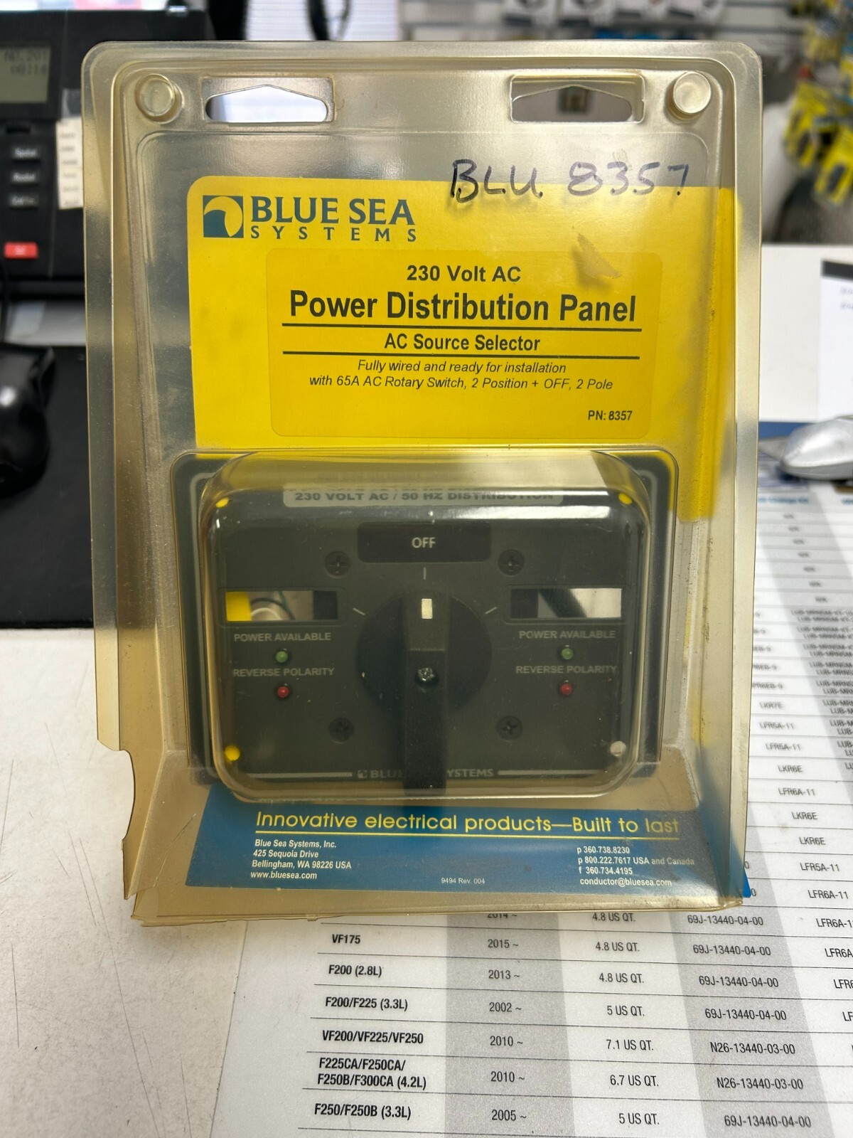 BLUE SEA SYSTEMS 230 VOLT AC POWER DISTRIBUTION PANEL 8357 | eBay