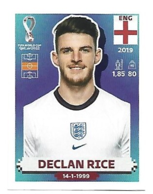 Declan Rice Panini 2022 FIFA World Cup Soccer Sticker #ENG 16 England ...