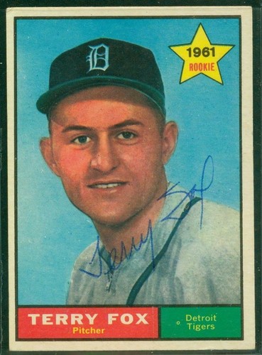 1961 Topps Card #459, Signed-Autographed, Terry Fox, Tigers, PSA/DNA w ...