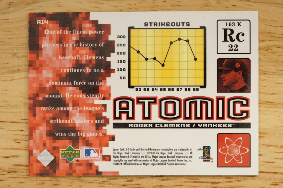 2000 Upper Deck Ionix Roger Clemens Atomic NY Yankees A14 Baseball Card ...