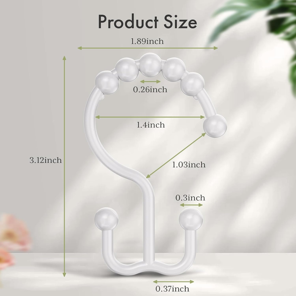 Plastic Shower Curtain Hooks, Shower Curtain Hooks Rings, Double Shower ...