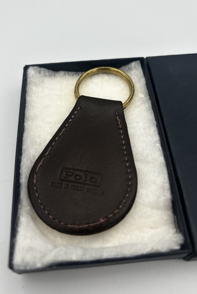 Vintage Polo Ralph Lauren Key Chain Key Ring Fob Brown Saddle Leather ...