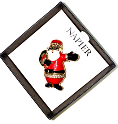Napier Gold Tone Santa/Santa Claus Brooch Pin New in Box | eBay