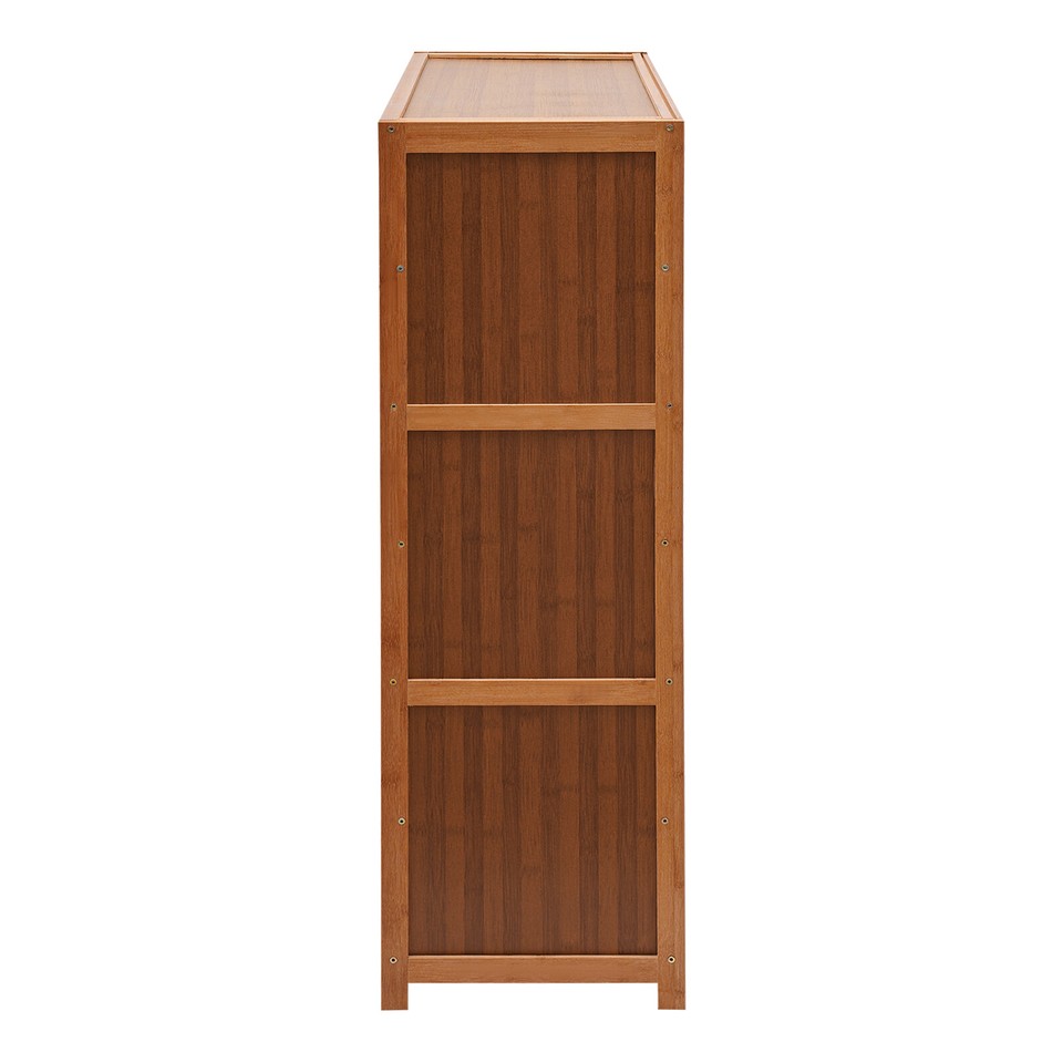 Entryway Bamboo Shoe Organizer Storage Cabinet W/ 3 Flip-up Door 6-tier ...