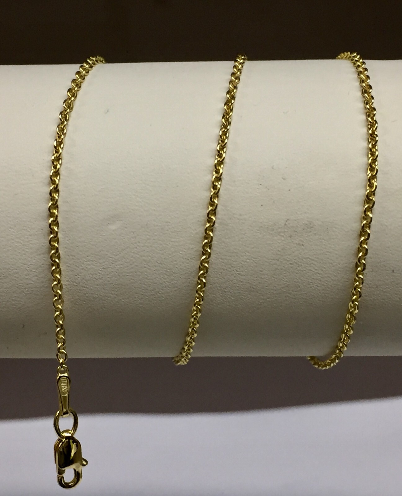 18k Yellow Gold Lite Cable Link Pendant Chain/Necklace Ext 16"-18" 1.8 ...