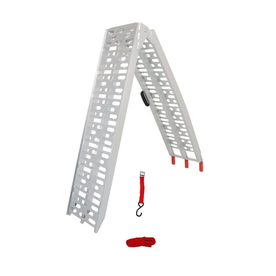 1x 750Lbs 7.5 Feet Aluminum Folding Loading Ramp Kit Motorcycle Arched ...