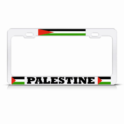 PALESTINE FLAG Metal WHITE License Plate Frame PALESTINIAN PRIDE Tag ...
