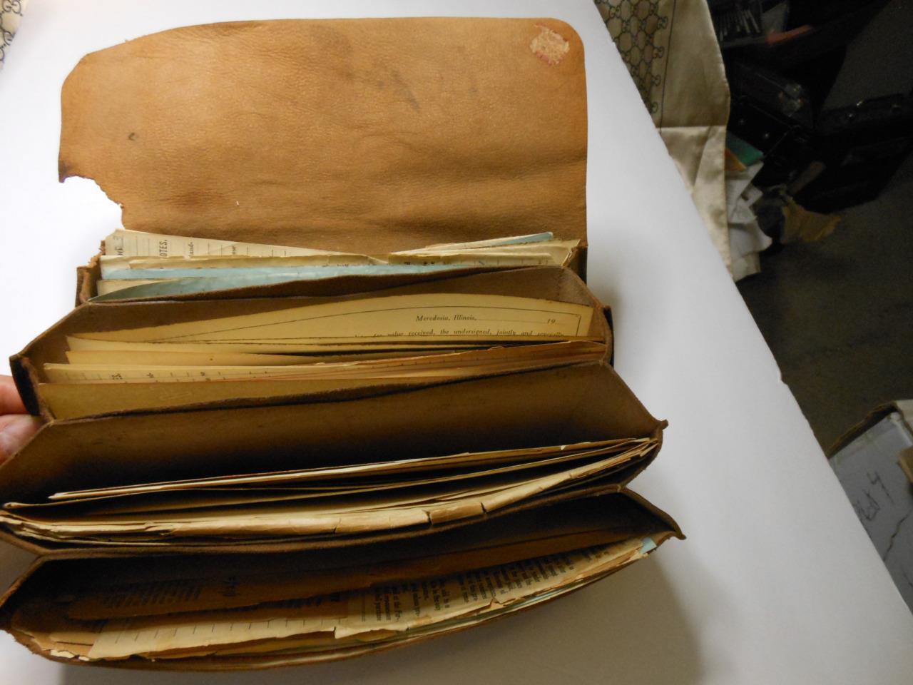 1920s ILLINOIS FARM FARMER DEEDS MORTGAGE BANK RECIEPTS NOTES LEATHER ...