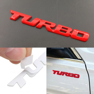 NEW Red 3D TURBO Letter Sticker Metal Emblem Badge Auto Car Styling ...
