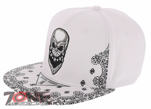 NEW! SKULL MASK SKELETON FLAT BILL BANDANA SNAPBACK BASEBALL CAP HAT ...
