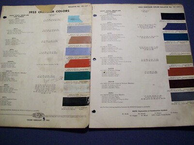 1955 Chrysler automotive car DuPont color paint chips set - messy | eBay