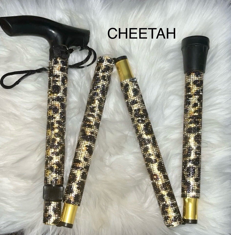 Bling Walking Cane - Cheetah Print - Gem