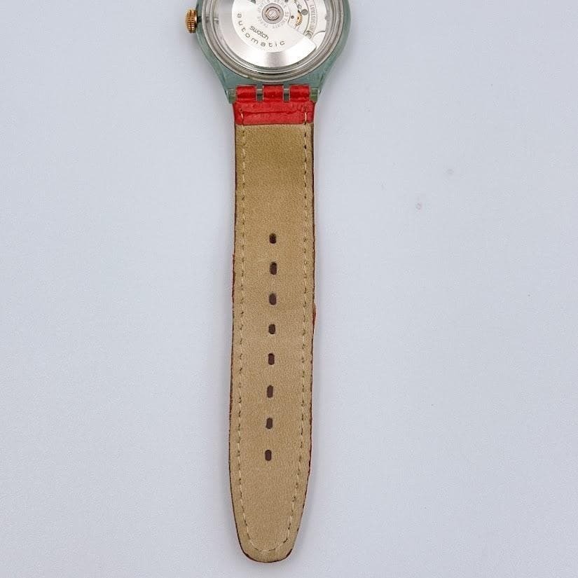 Swatch ABENDROT SAN103 Skeleton Automatic Men Watch Clear Case Gold ...