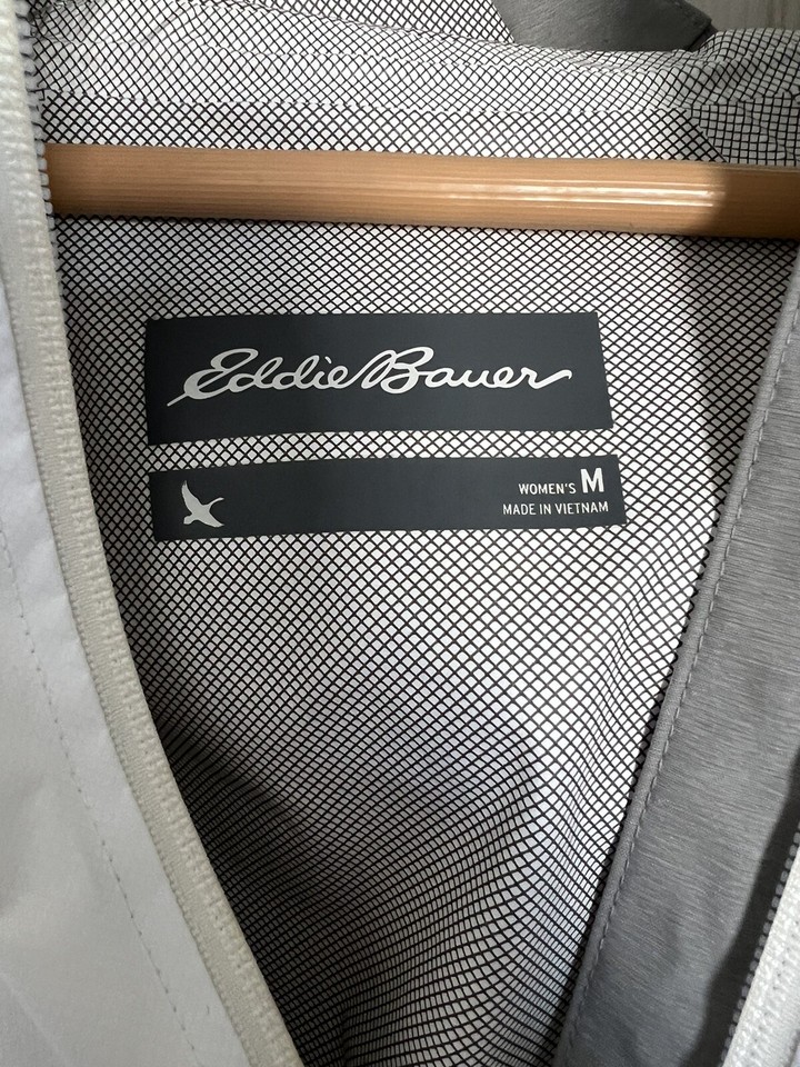 Eddie Bauer White/Gray Shell Rain Jacket- Womens Medium | eBay