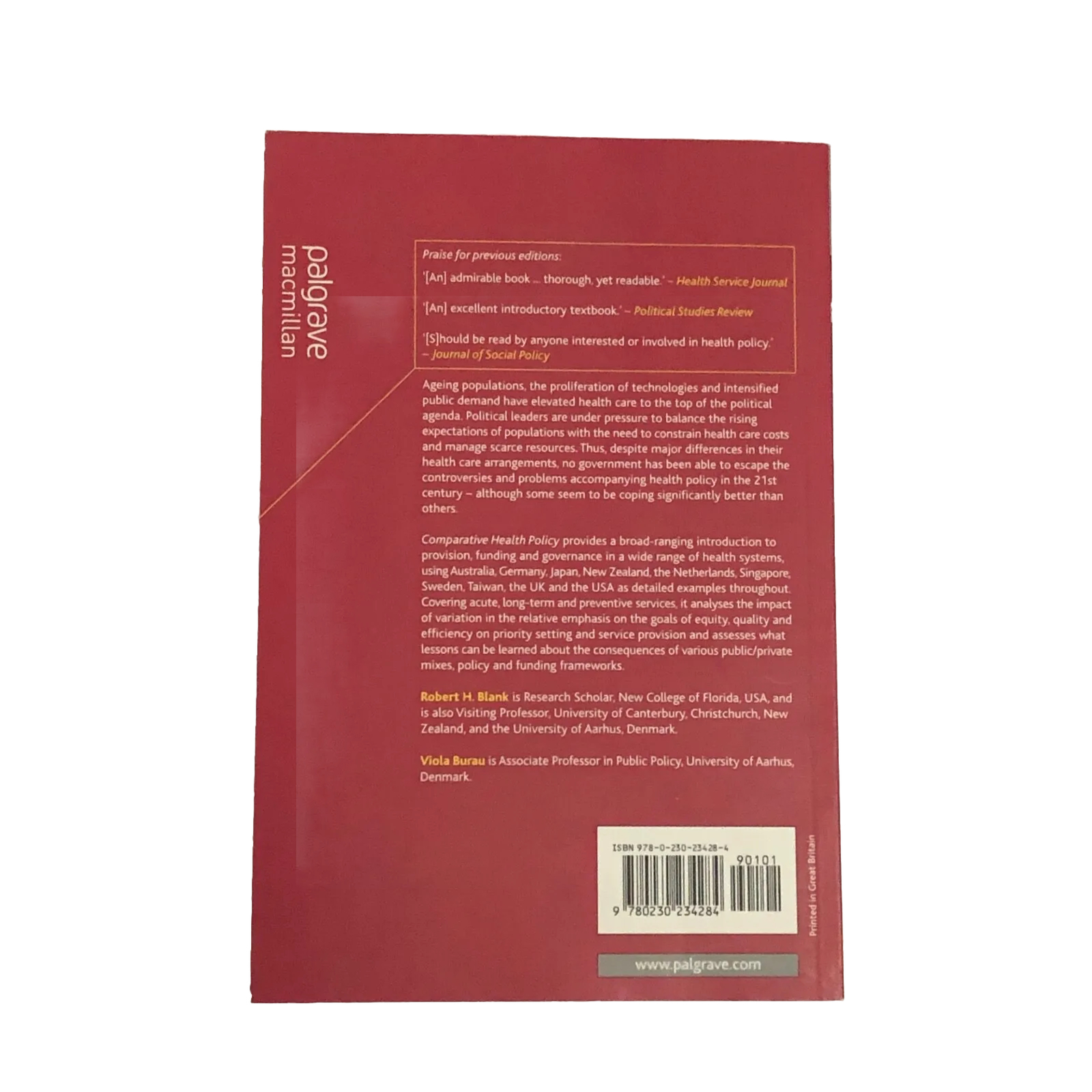 Comparative Health Policy by Robert H. Blank and Viola Burau (2010 ...