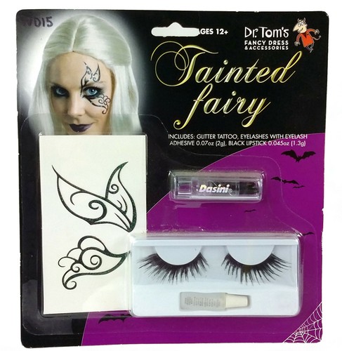 Tainted Fairy Gothic Makeup Kit: False Eyelashes, Black Lipstick ...