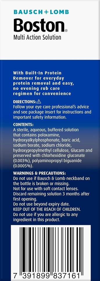 Boston Simplus Multi Action 120ml Contact Lens Solution Rigid Gas ...