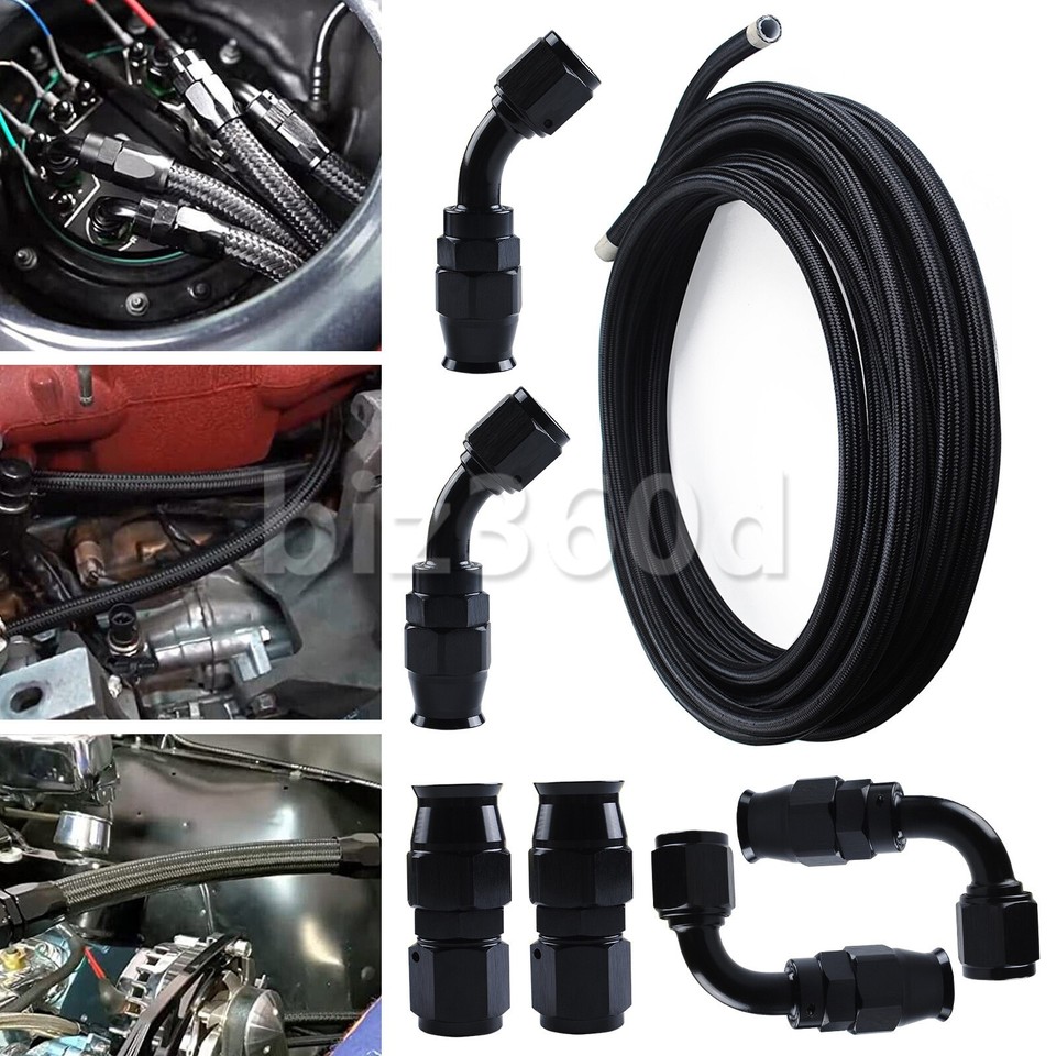 3 Meter AN8 -8AN Fitting Stainless Steel Nylon Braided Oil Fuel Hose ...