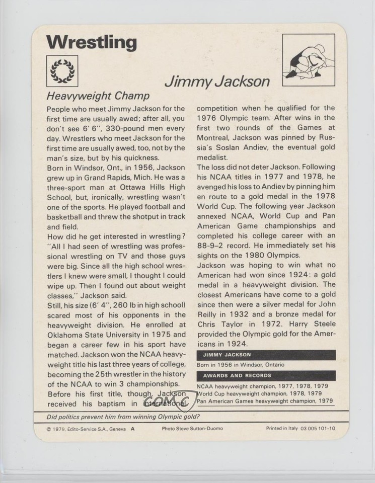 1977-79 Sportscasters Series 101 Geneva A Jimmy Jackson #101-10 | eBay