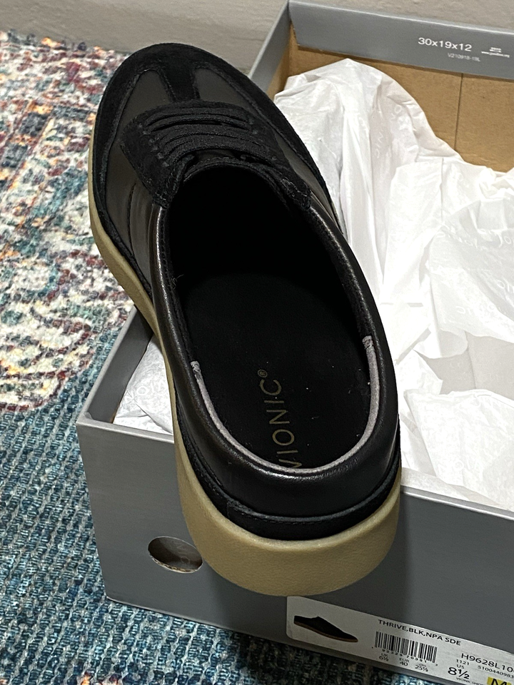 Vionic Thrive Slip-On Sneaker Mule Black Leather Suede Arch Support ...