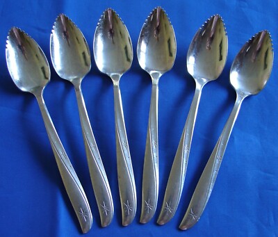 (6) ONEIDA COMMUNITY TWIN STAR STAINLESS GRAPEFRUIT SPOONS FOR BETTY ...