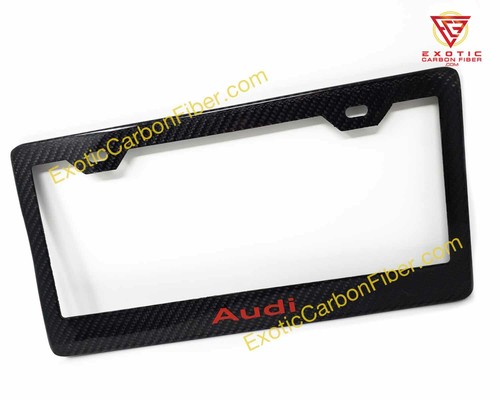 Audi Red Text in 2x2 Gloss Real Carbon Fiber license Plate Frame | eBay