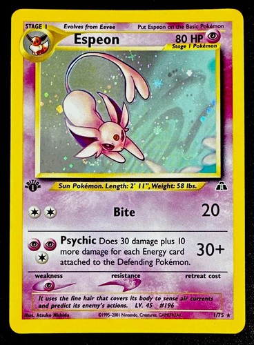 Espeon 1st Edition 1/75 NM Neo Discovery Pokemon First Edition Holo ...
