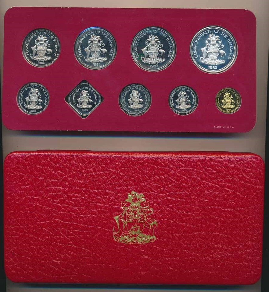 Bahamas: 1983 1c-$5 9-Coin 10th Anniversary of Independence Proof Set ...