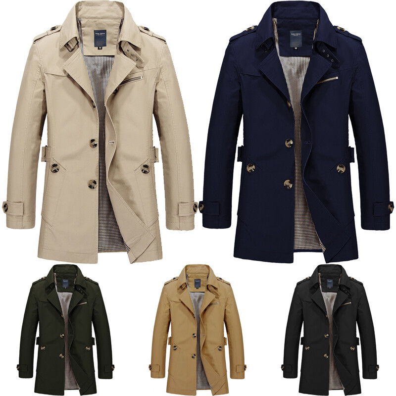 Winter Men's Mid-long Jacket Stylish Casual Overcoat Slim Coat Trench ...