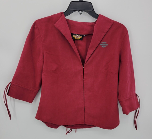 Harley Davidson Motorcycles Top Womens Medium Red Faux Suede Detail ...