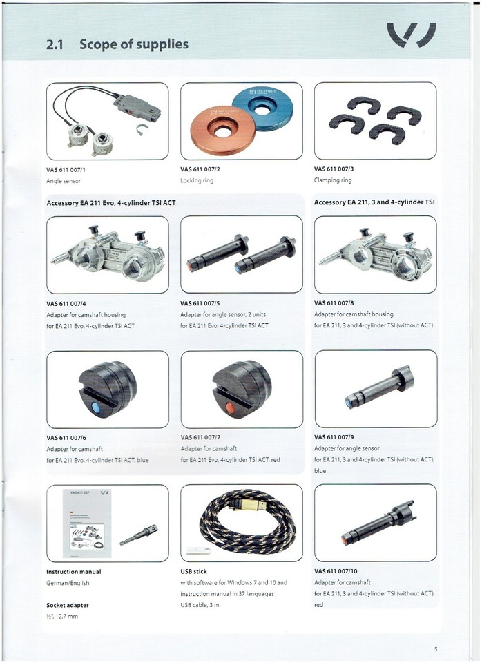 VAS 611007 + VAS 611 007/19 Electronic Measuring System - Camshaft ...