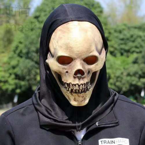 Skull Mask Movable Clown Headgear Dance Horror Scary Npc Evil Spirit ...