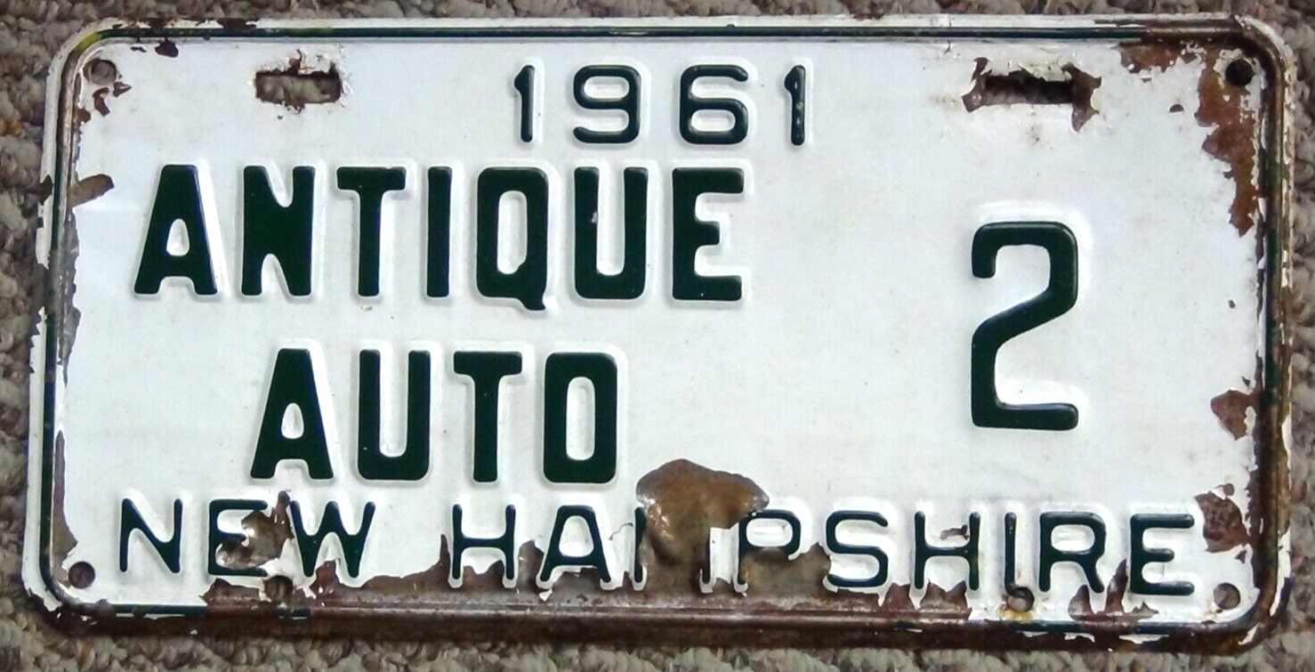 Rare Vintage 1961 New Hampshire Antique Auto License Plate Low Number ...