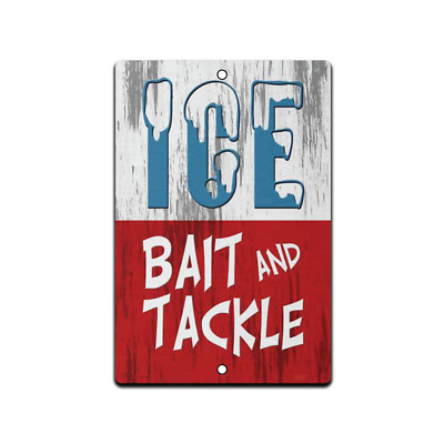 TIN SIGN Ice Bait Tackle Fish Fishing Beach Lake House Metal Sign Décor ...