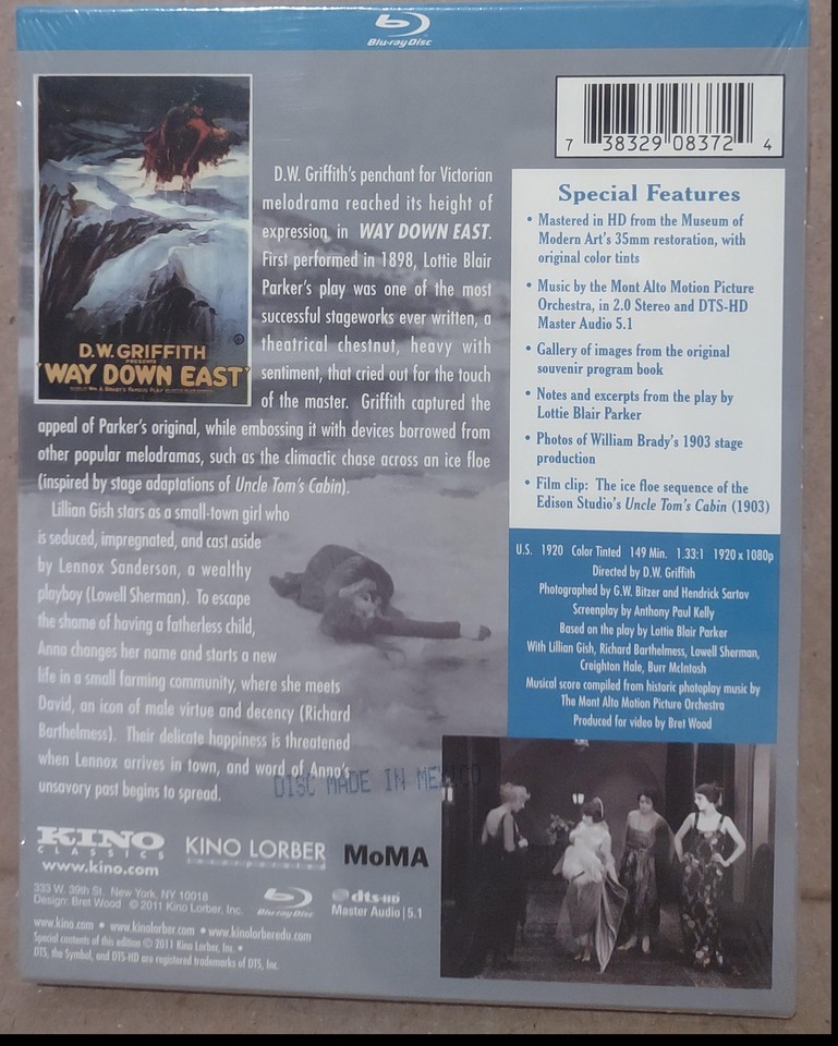 NEW - Way Down East Blu-ray 1920 [Kino Lorber] Lillian Gish ...