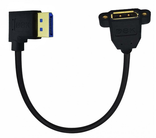 DisplayPort 1.4 Right Angle Male to Female Panel Mount Extension Cable ...