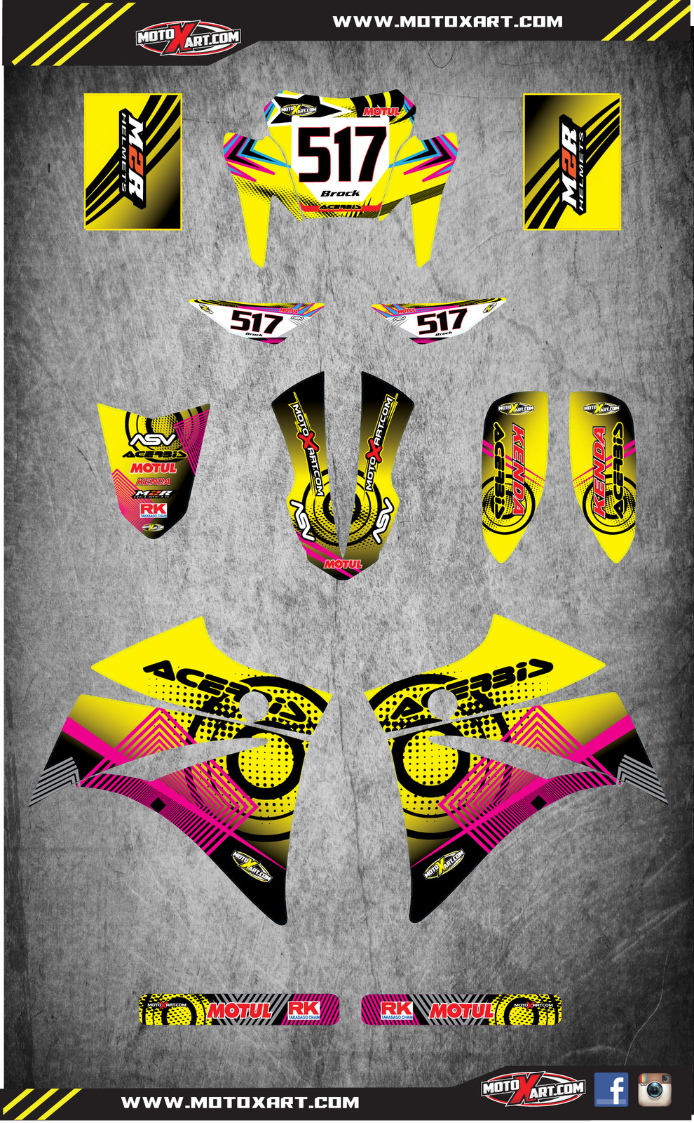 Full Custom Graphic Kit - NEON STYLE - YAMAHA XT 660 R Sticker kit ...