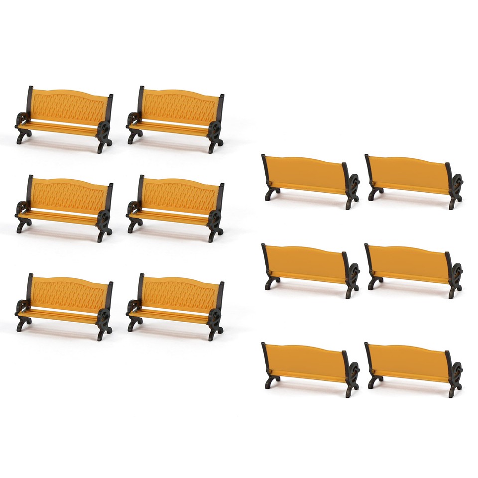 12pcs HO Scale 1:87 Platform Park Model Benches Street Garden Station ...