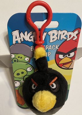 2010 Angry Birds Commonwealth Black Bird Plush Backpack Clip | eBay