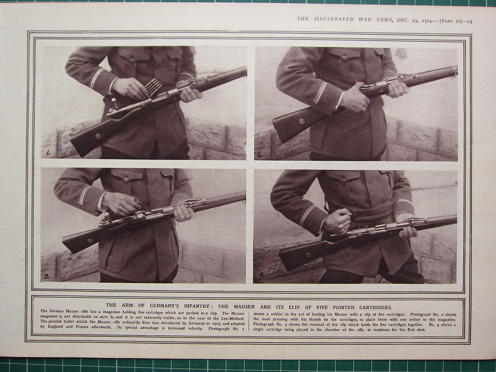 1915 WWI WW1 Aufdruck Der Mauser & Its Clip Fünf Spitz Patronen German ...