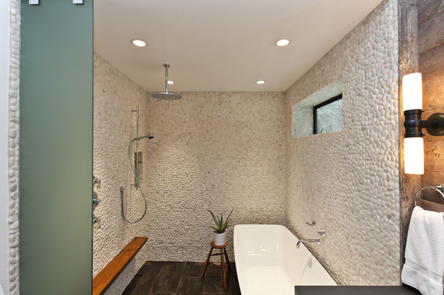 White Pebble Stone Tile Natural Round Tile River Rock Stone Mosaic ...