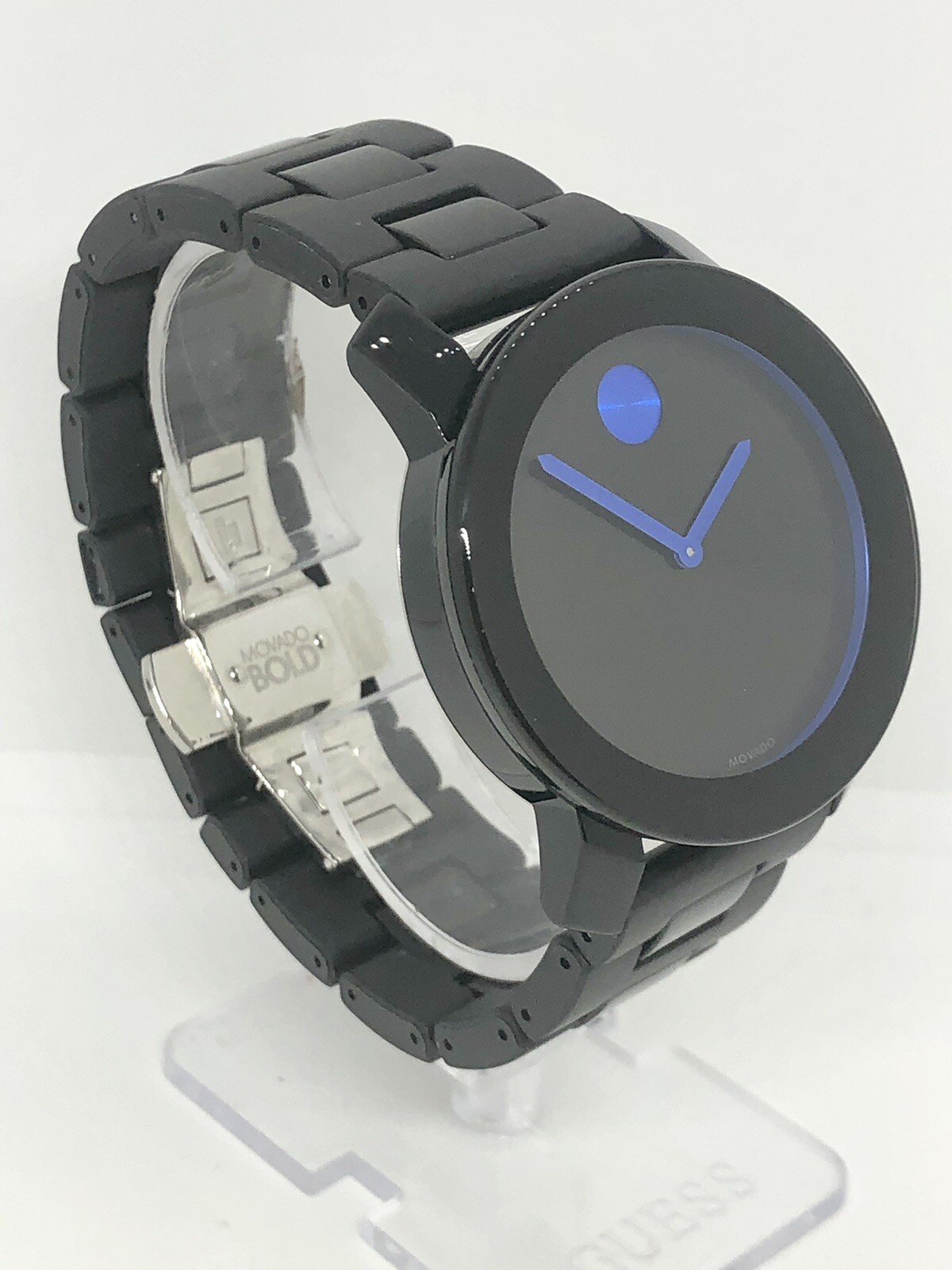 MOVADO Bold All Black Resin Men's Stainless Steel Watch 42mm Blue Dot ...