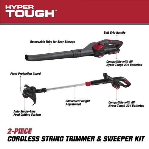 Hyper Tough 20V Cordless Combo Kit, 10-inch String Trimmer & 130Mph ...