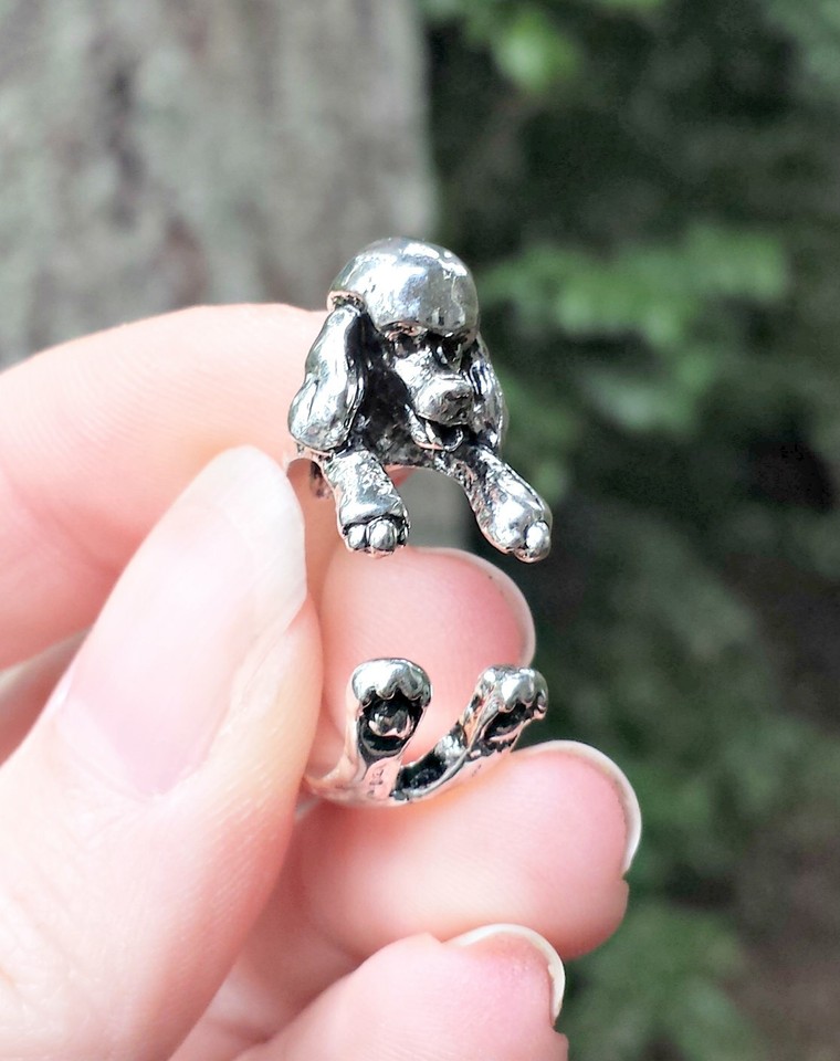Poodle Ring - Adjustable Wrap Dog Ring - Silver, Black, Gold Animal Pet ...